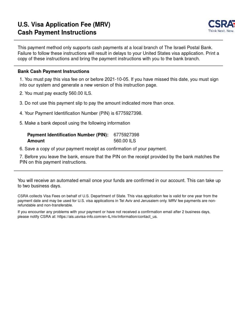 Payment - Instructions FOR THE VISA!!! | PDF | Payments | Banks