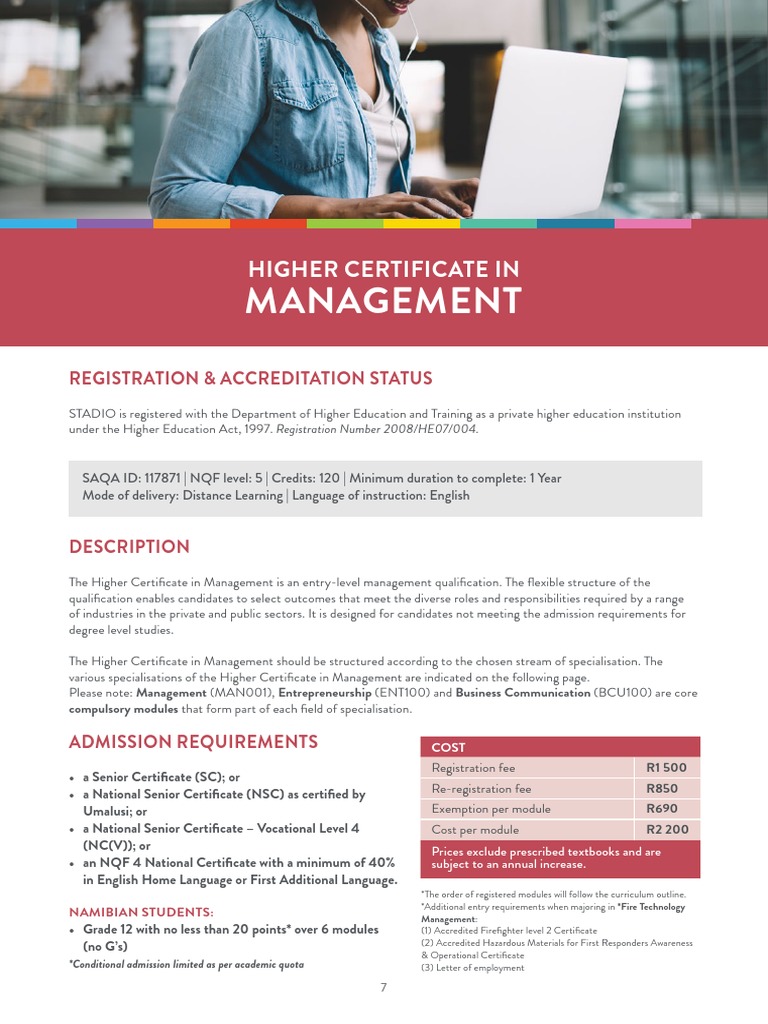 Management: Higher Certificate in | PDF | Business | Economies