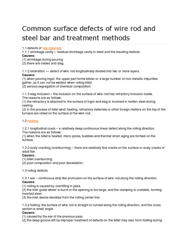 Common Surface Defects of Wire Rod and Steel Bar and Treatment Methods ...