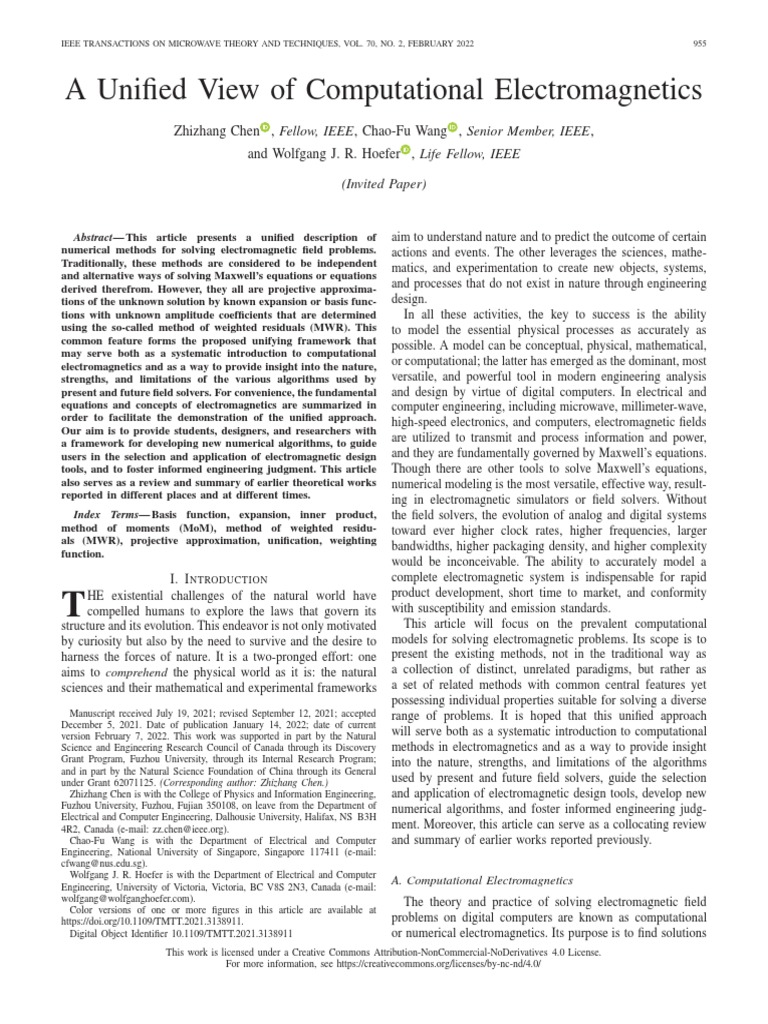 A Unified View Of Computational Electromagnetics Pdf Vector Space