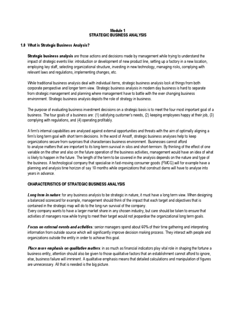Strategic Business Analysis Overview | PDF | Strategic Management ...