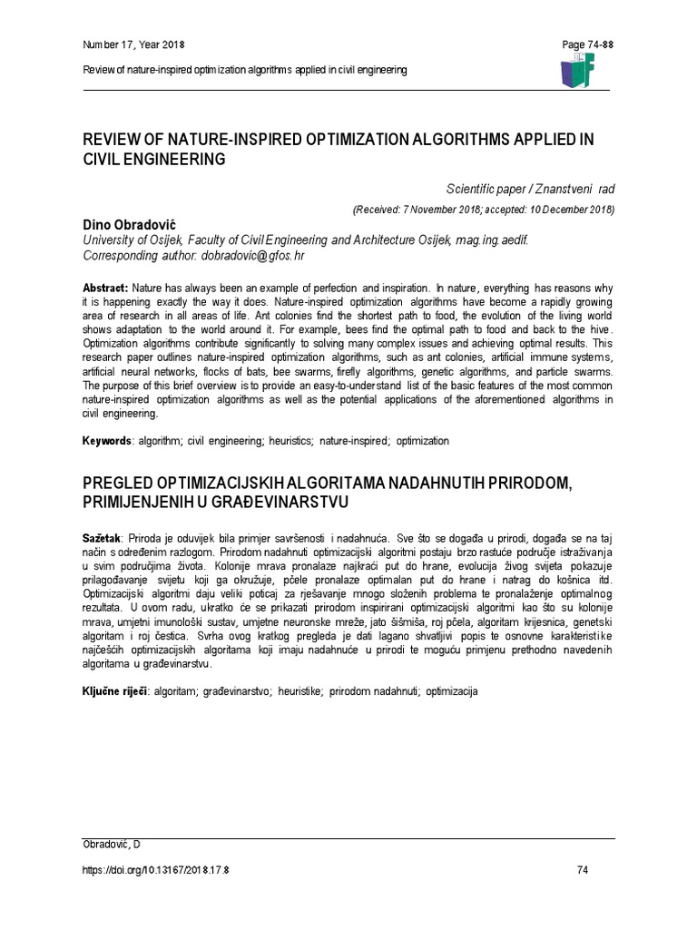 Obradovic - Review of Nature-Inspired Optimization Algorithms Applied ...