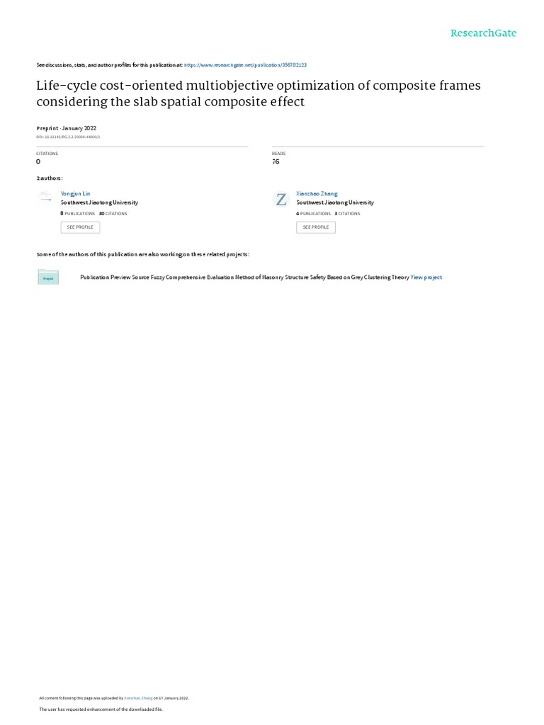 Preprint - Life-Cycle Cost-Oriented Multiobjective Optimization of Composite Frames Considering ...