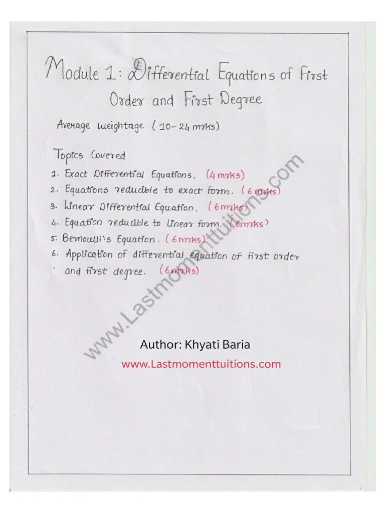 Differential-Equation of First Order and First Degree | PDF