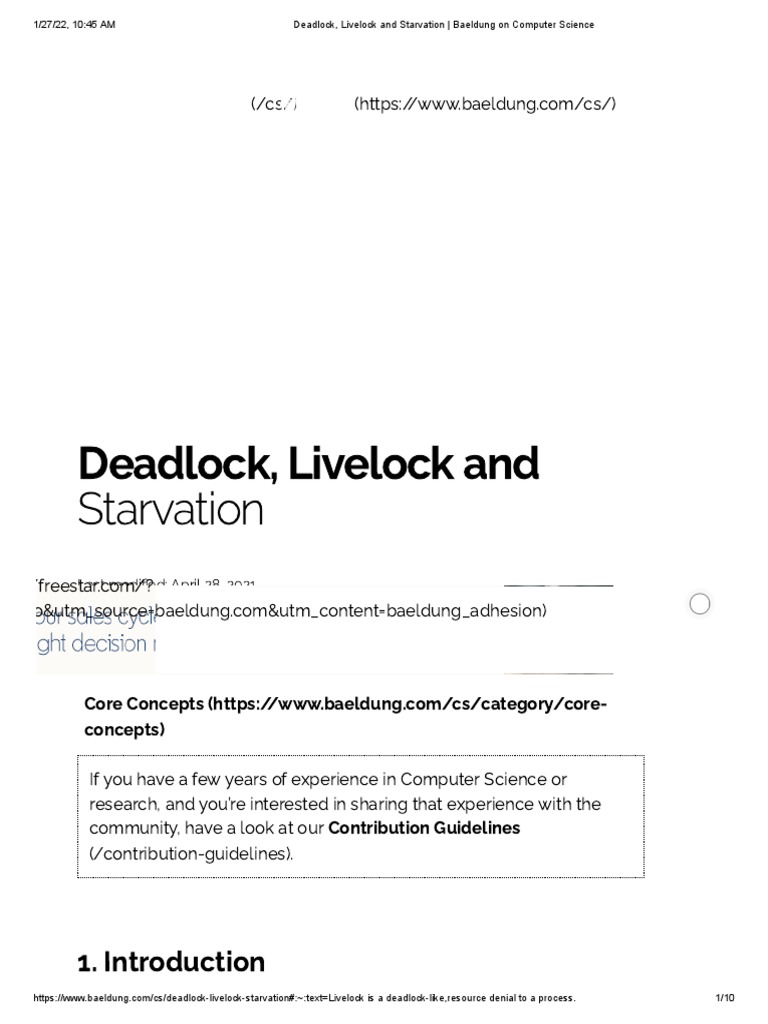Deadlock, Livelock and Starvation - Baeldung On Computer Science | PDF ...