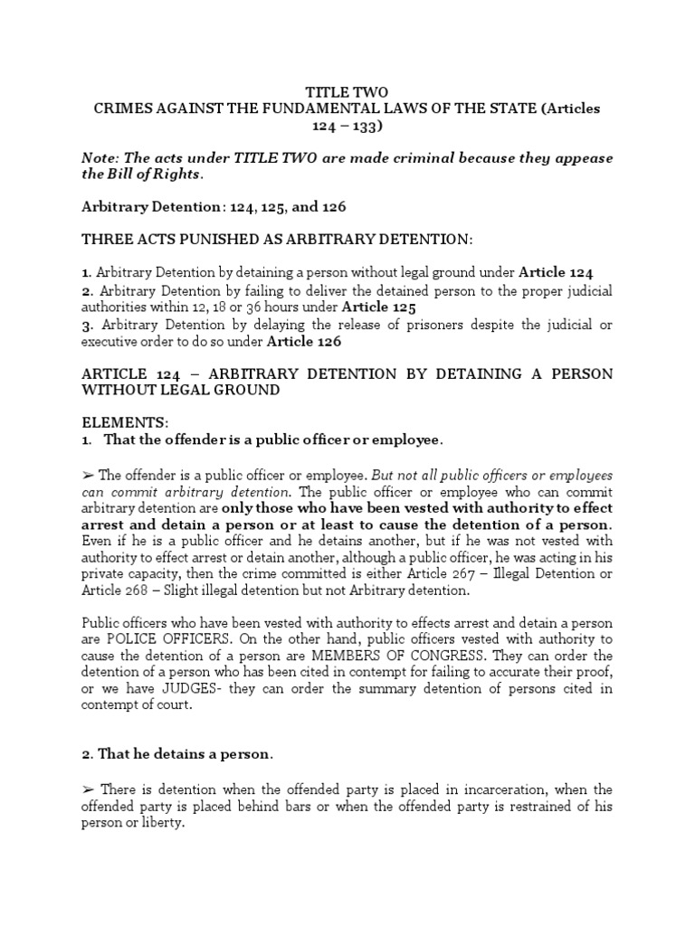 The Bill of Rights.: Can Commit Arbitrary Detention. The Public Officer ...