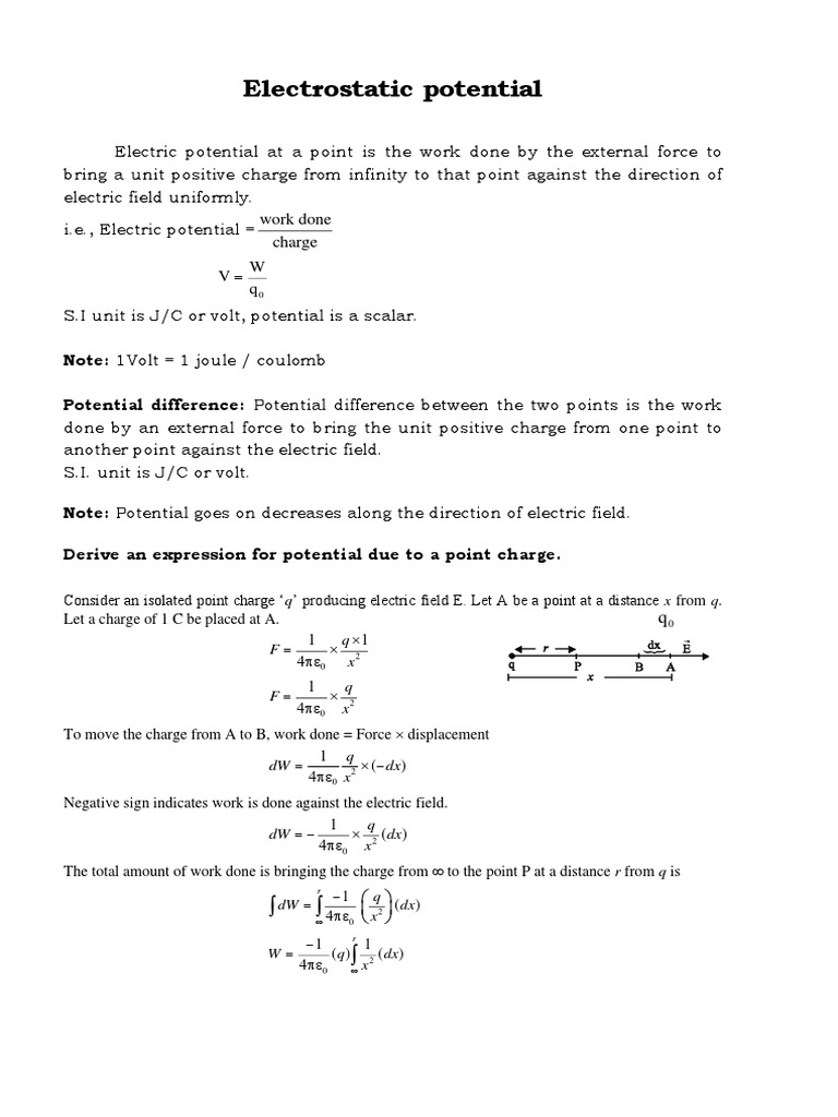 Electrostatic Potential Notes | PDF | Dielectric | Chemical Polarity