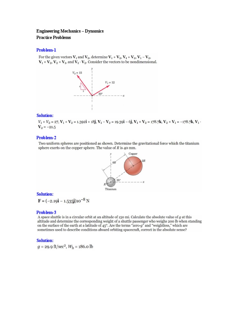 Dynamics Practice Problems and Solutions | PDF
