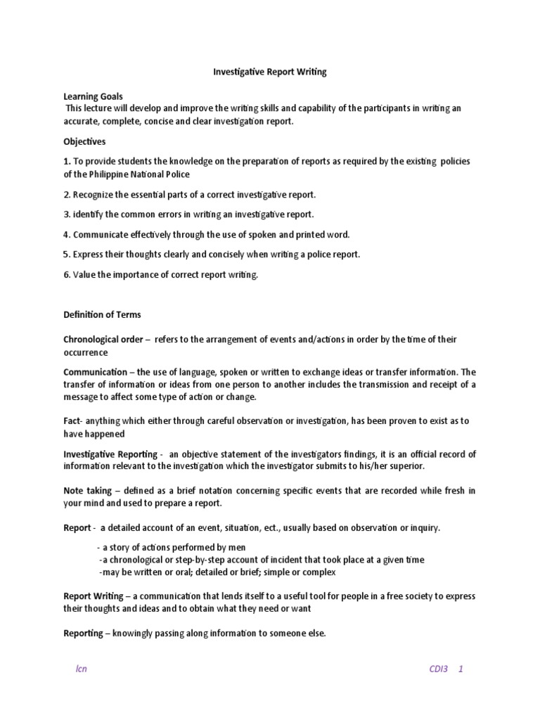 Types of Police Reports | PDF