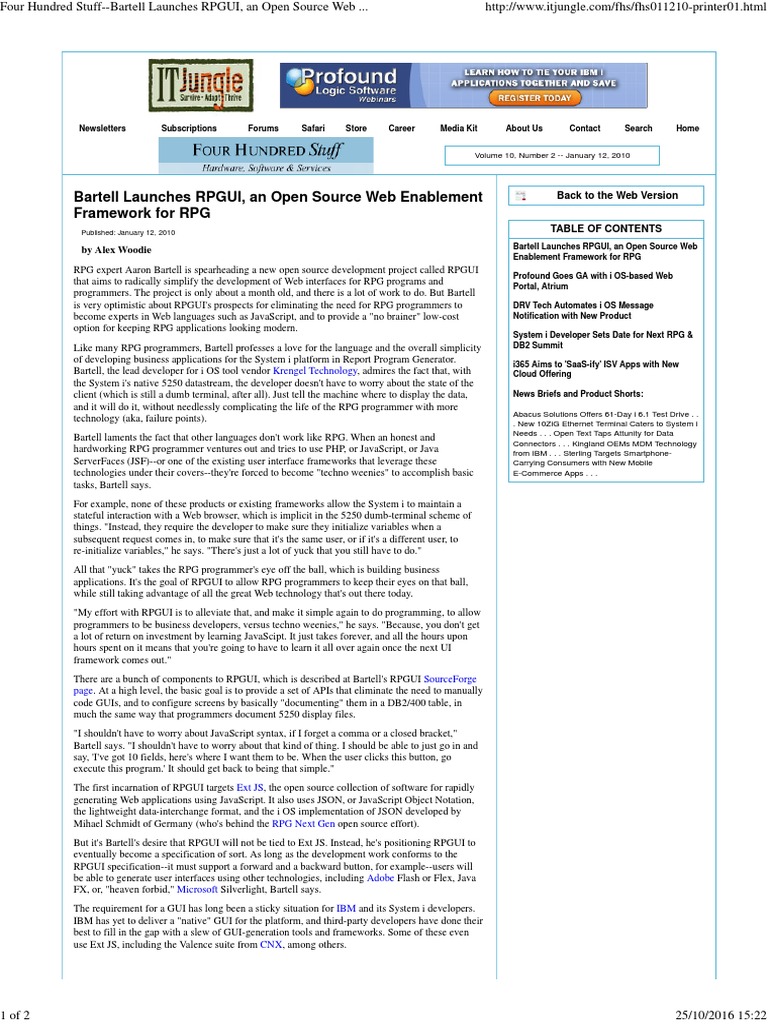 Bartell Launches RPGUI, An Open Source Web Enablement Framework For RPG ...
