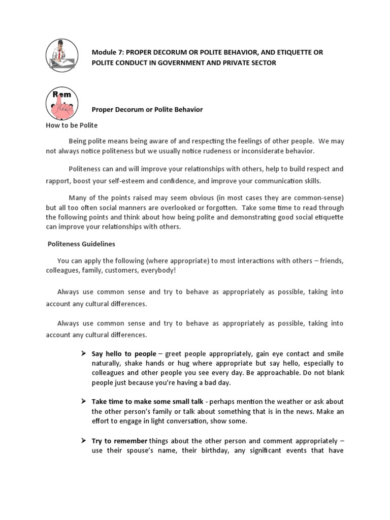 Module 7 Proper Decorum | PDF