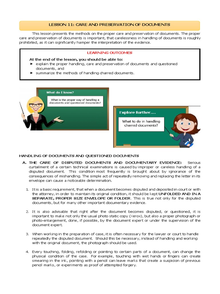 Care and Preservation of Documents | PDF