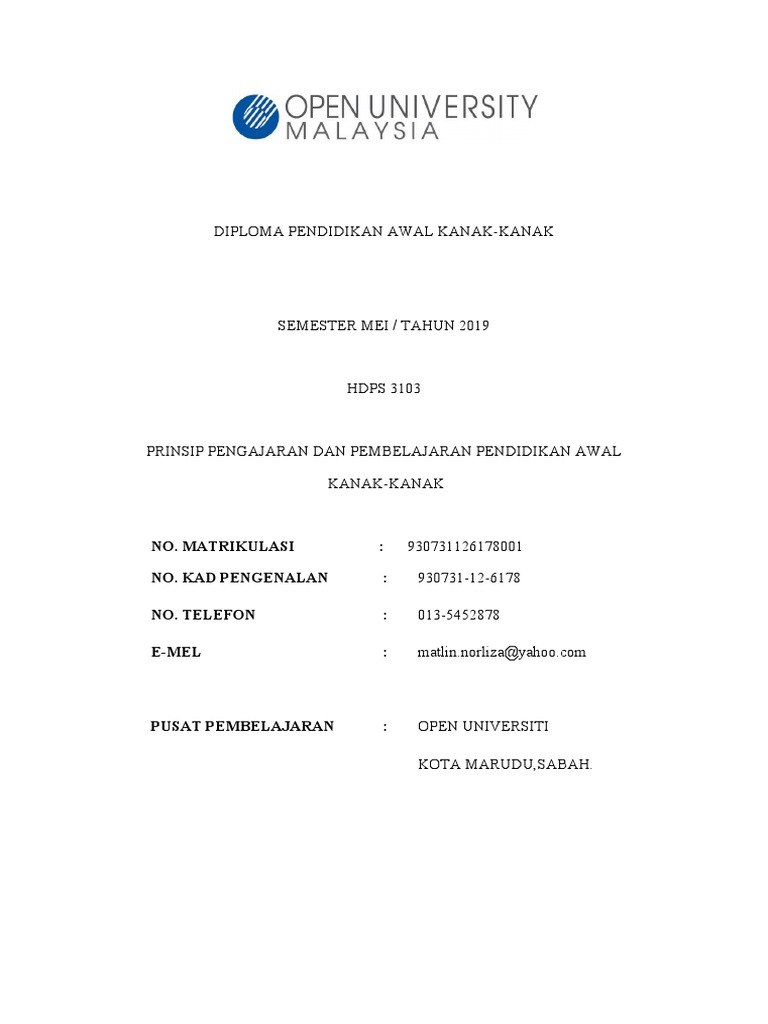 Assigment Hdps 3103 | PDF