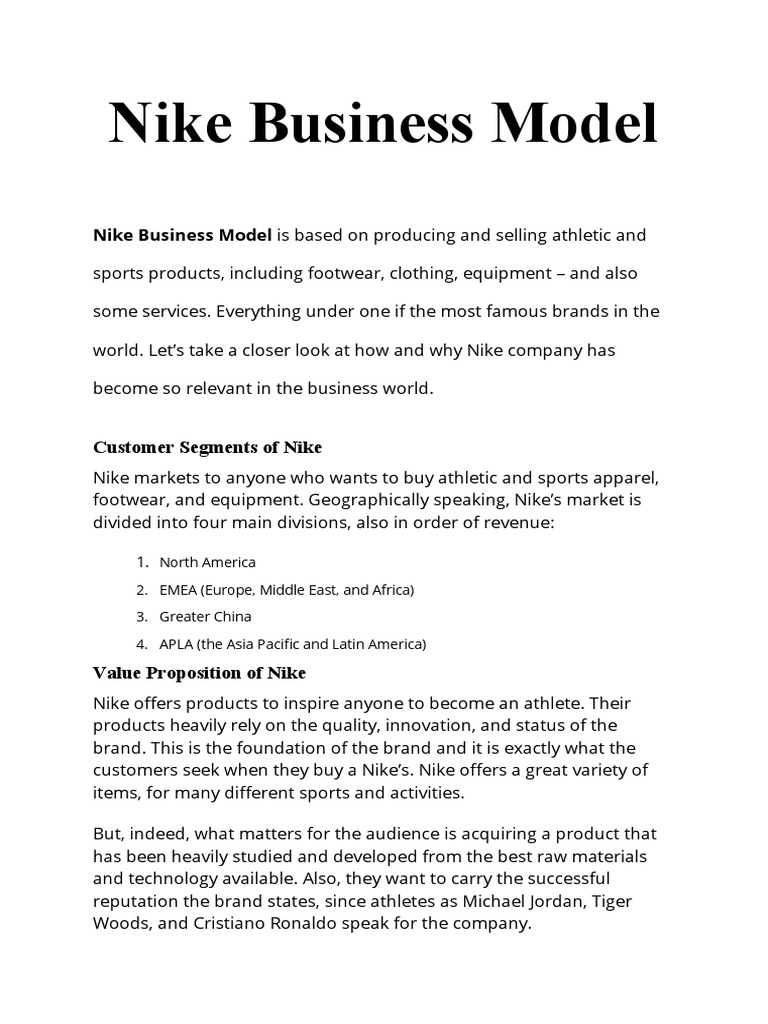 Nike Business Model Is Based On Producing and Selling Athletic and ...