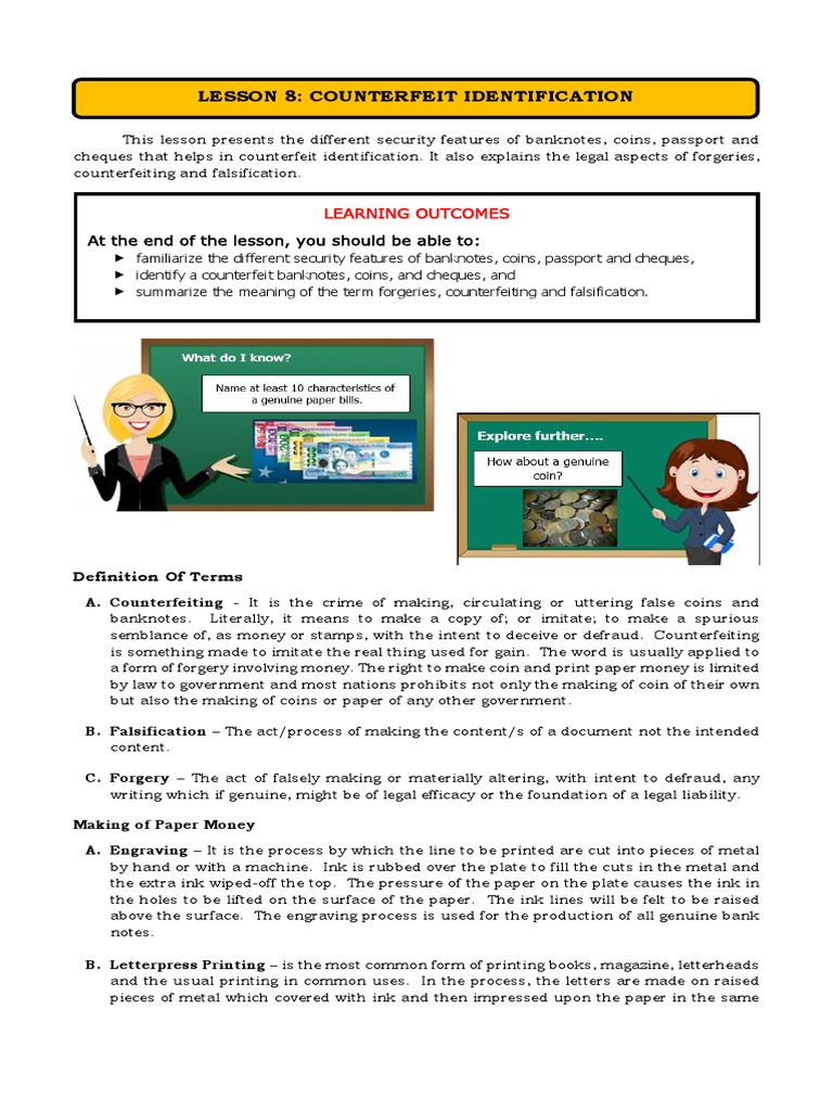 Week 14.-Counterfeit Identifications | PDF | Cheque | Forgery