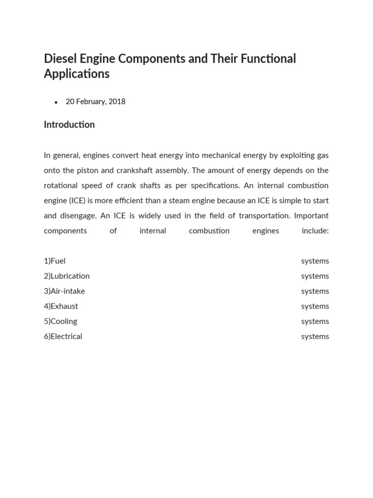 Diesel Engine Component | PDF | Engines | Turbocharger