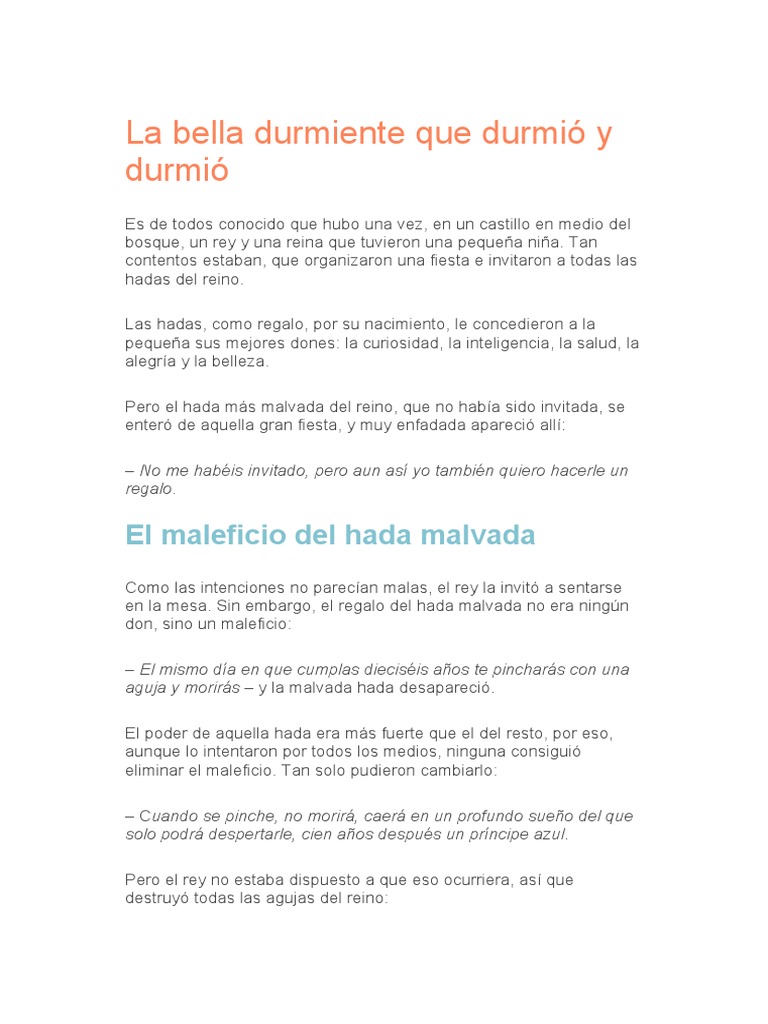 Cuento La Bella Durmiente | PDF | Bella Durmiente