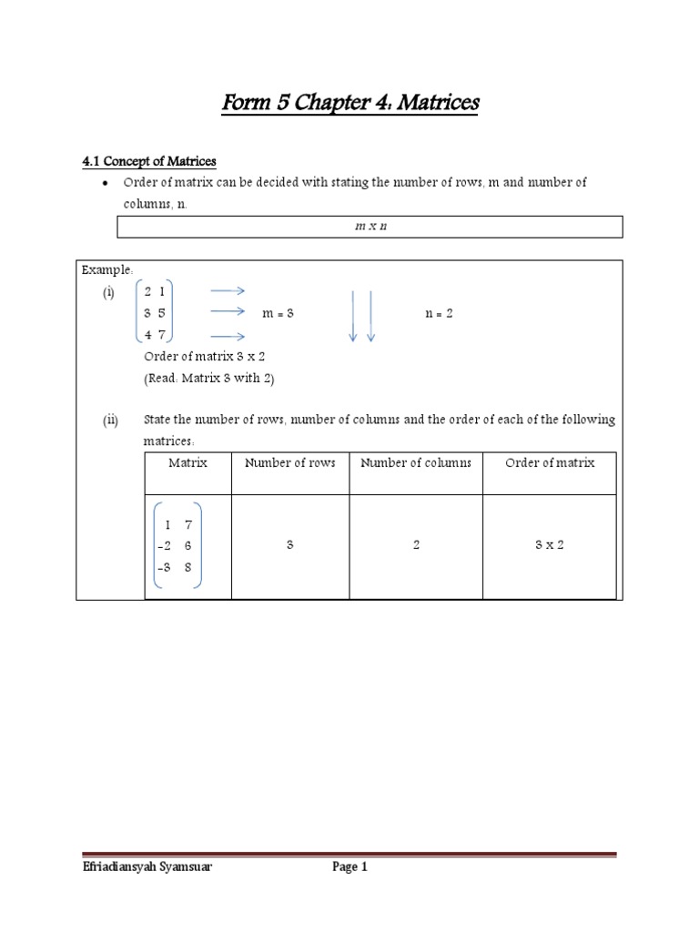 F5 Chapter 4 | PDF | Matrix (Mathematics) | Mathematical Concepts