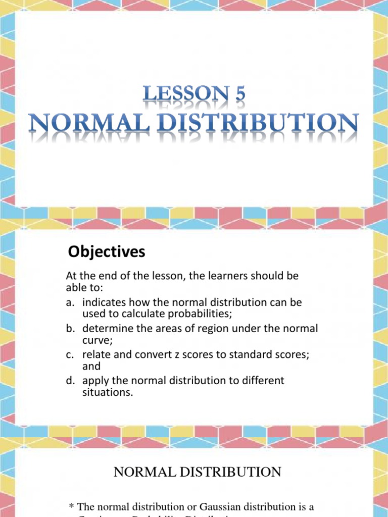 L5 Normal Distribution | PDF | Mode (Statistics) | Normal Distribution