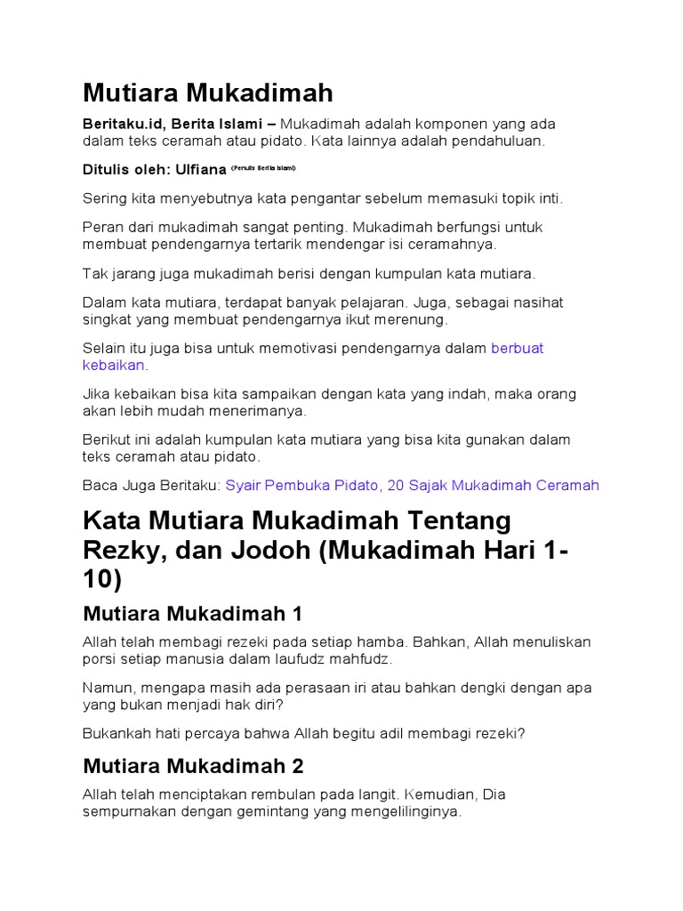 Mutiara Mukadimah | PDF