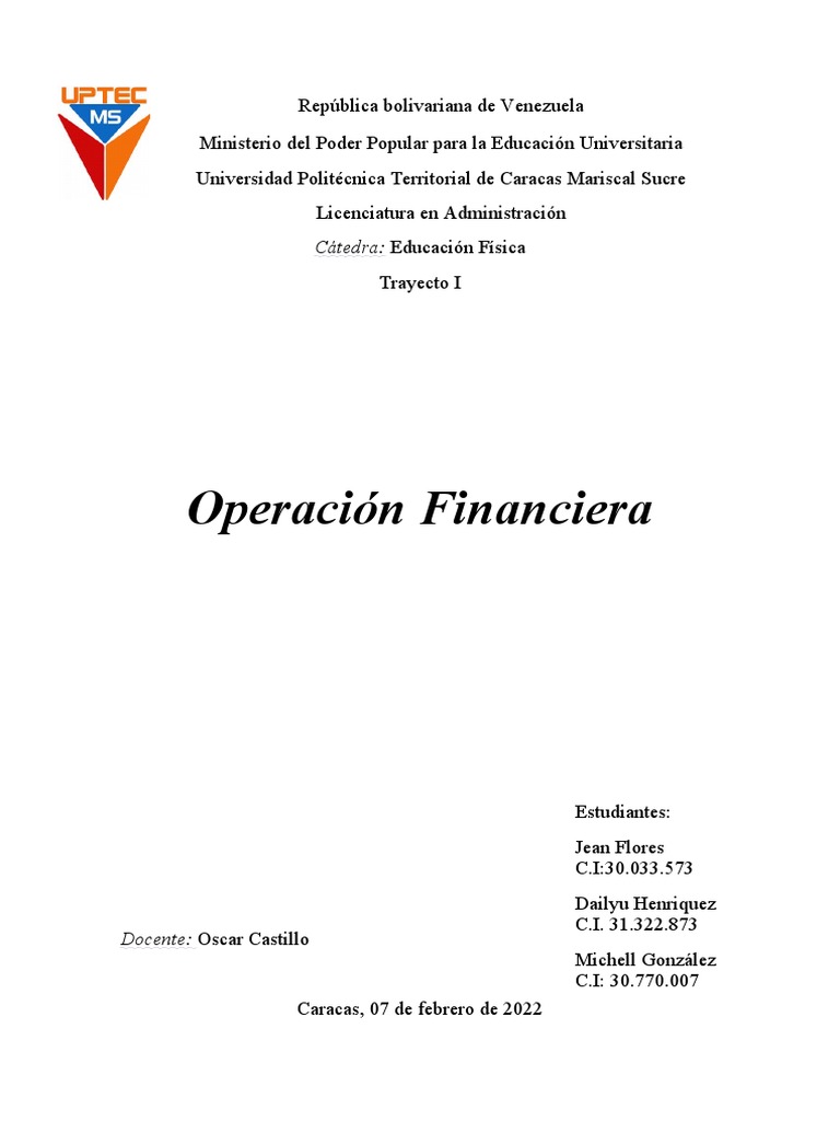 Operación Financiera | PDF | Interés | Capital (economía)