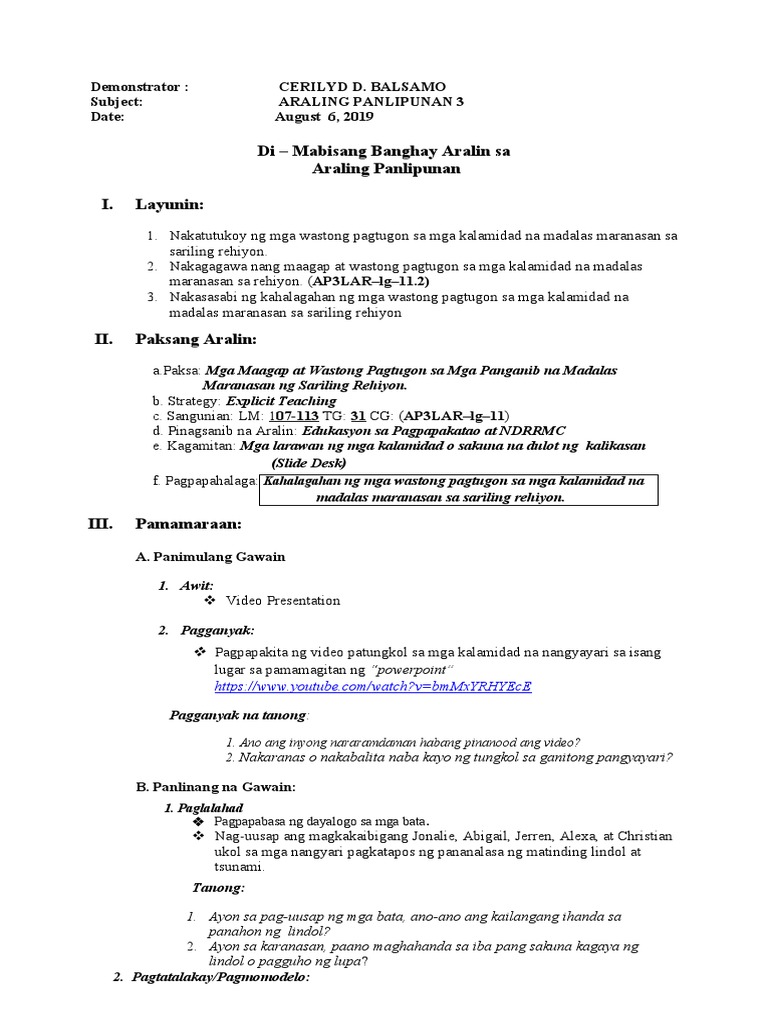 COT BANGHAY ARALIN SA AP3 FIRST GRADING Aralin 12 | PDF