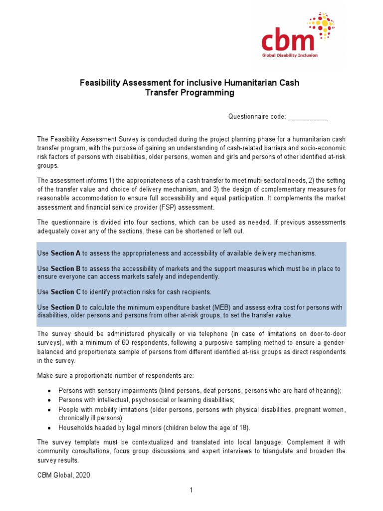 CBM Global Feasibility Assessment For Inclusive Cash Transfer Programming | PDF | Disability ...