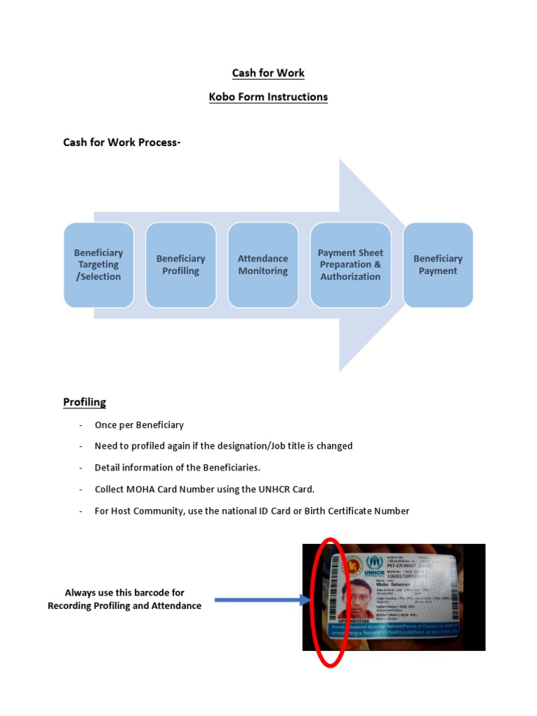 Cash For Work Kobo Form Instructions Cash For Work Process | PDF ...