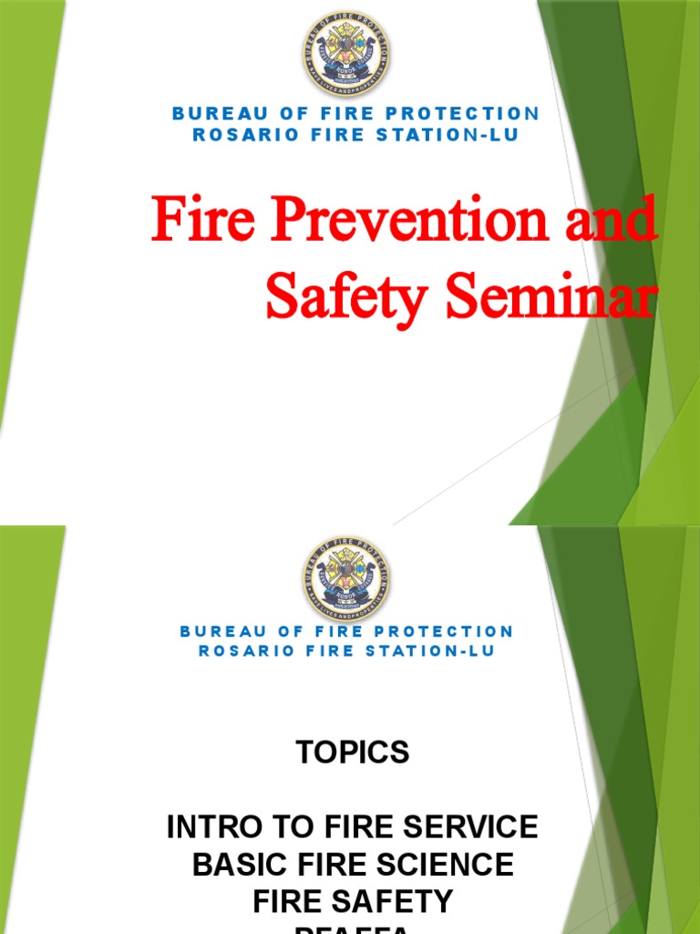 Fire Prevention and Safety Seminar: Bureau of Fire Protection Rosario ...