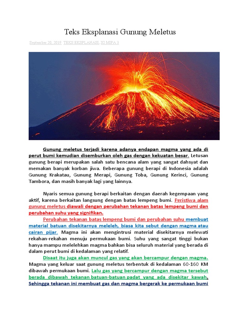 Proses Terjadinya Fenomena Gunung Meletus | PDF
