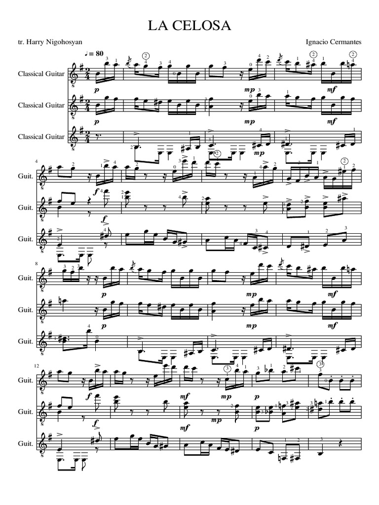 "La Celosa: Classical Guitar Arrangements" | PDF | String Instruments ...
