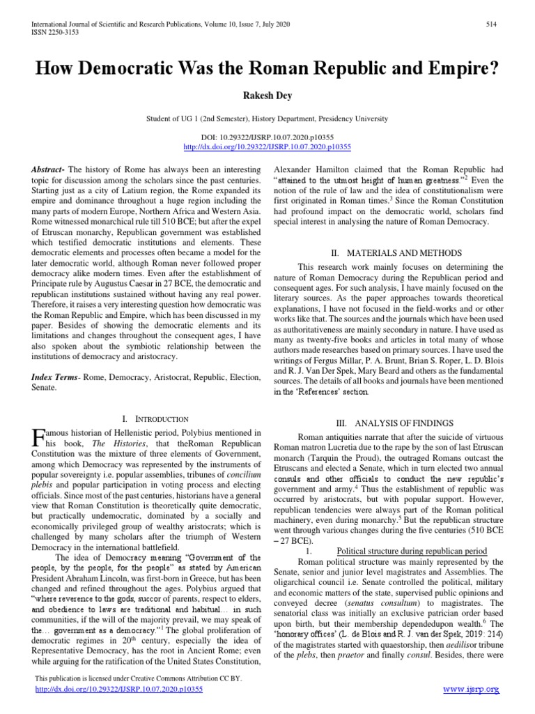 How Democratic Was The Roman Republic and Empire | PDF | Roman Republic ...