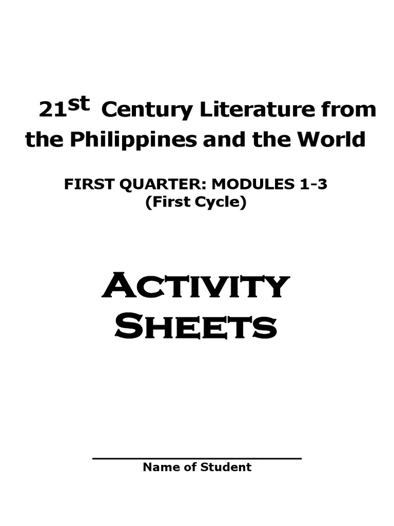 Lit 1st Cycle Activity Sheets | PDF | Poetry | Plot (Narrative)