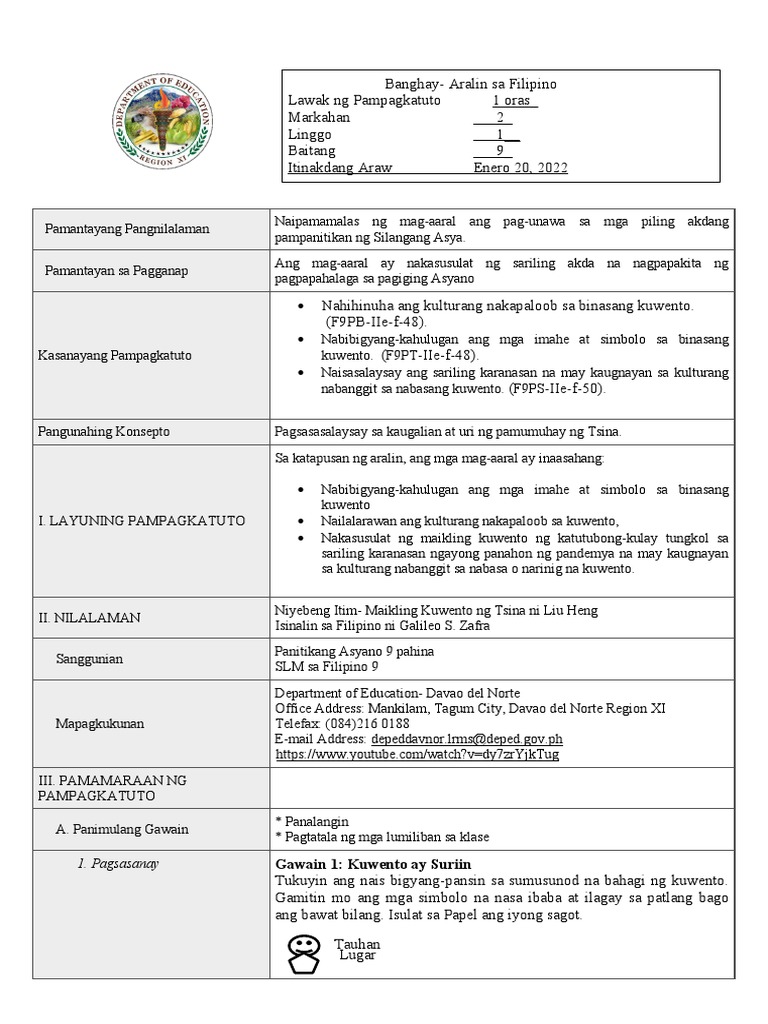 LP FILIPINO Niyebeng Itim | PDF LP FILIPINO Niyebeng Itim | PDF