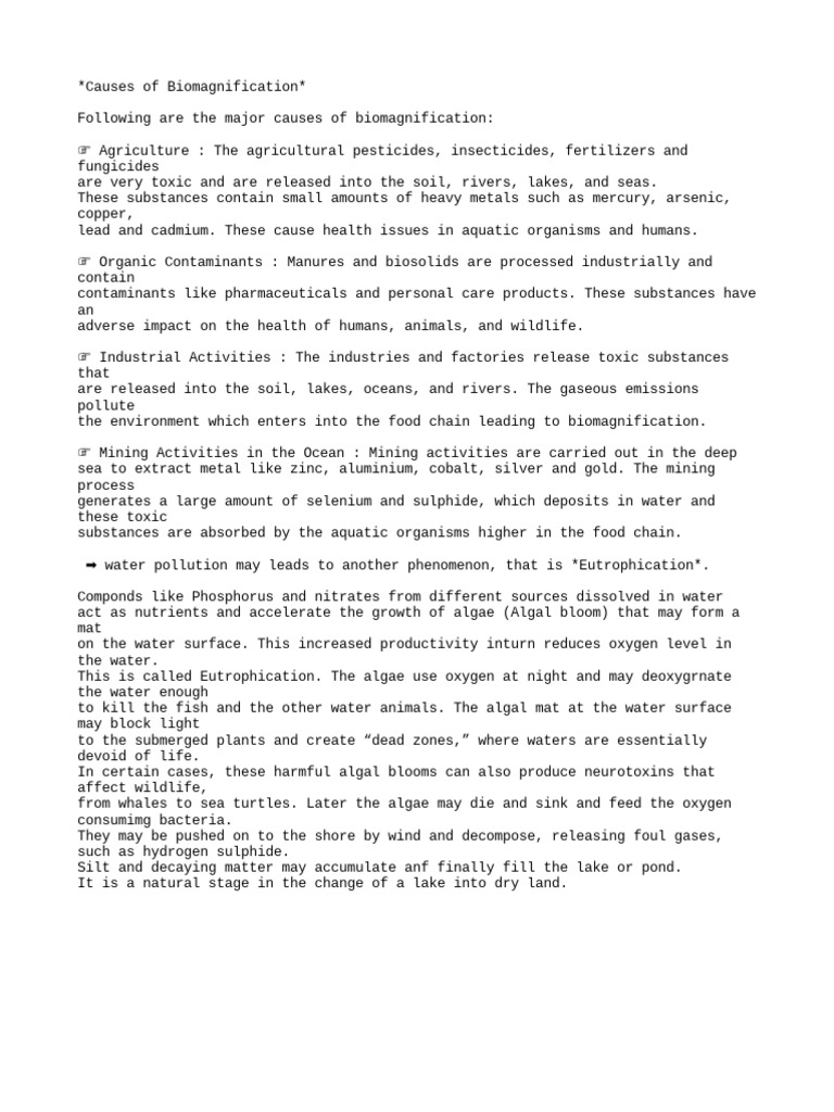 Causes of Biomagnification | PDF