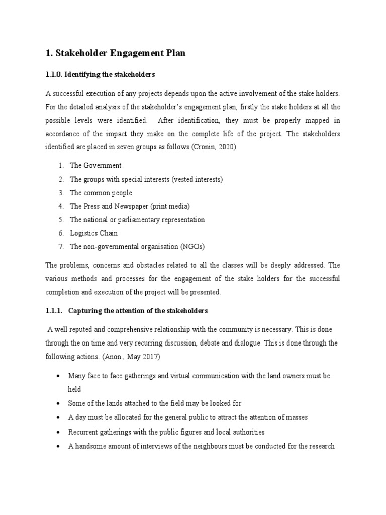 Stakeholder Engagement Plan | PDF | Wind Turbine | Stakeholder (Corporate)