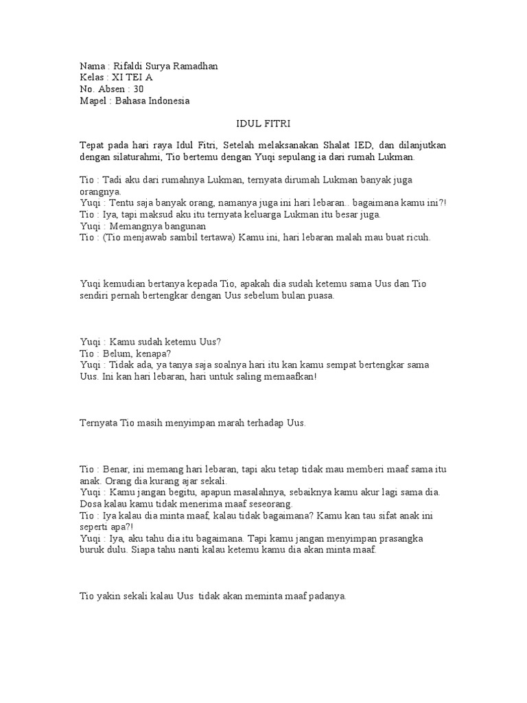 Contoh Cerita Berdialog | PDF