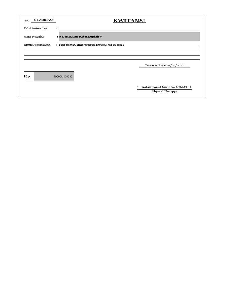 Template Kwitansi Pembayaran Excel | PDF