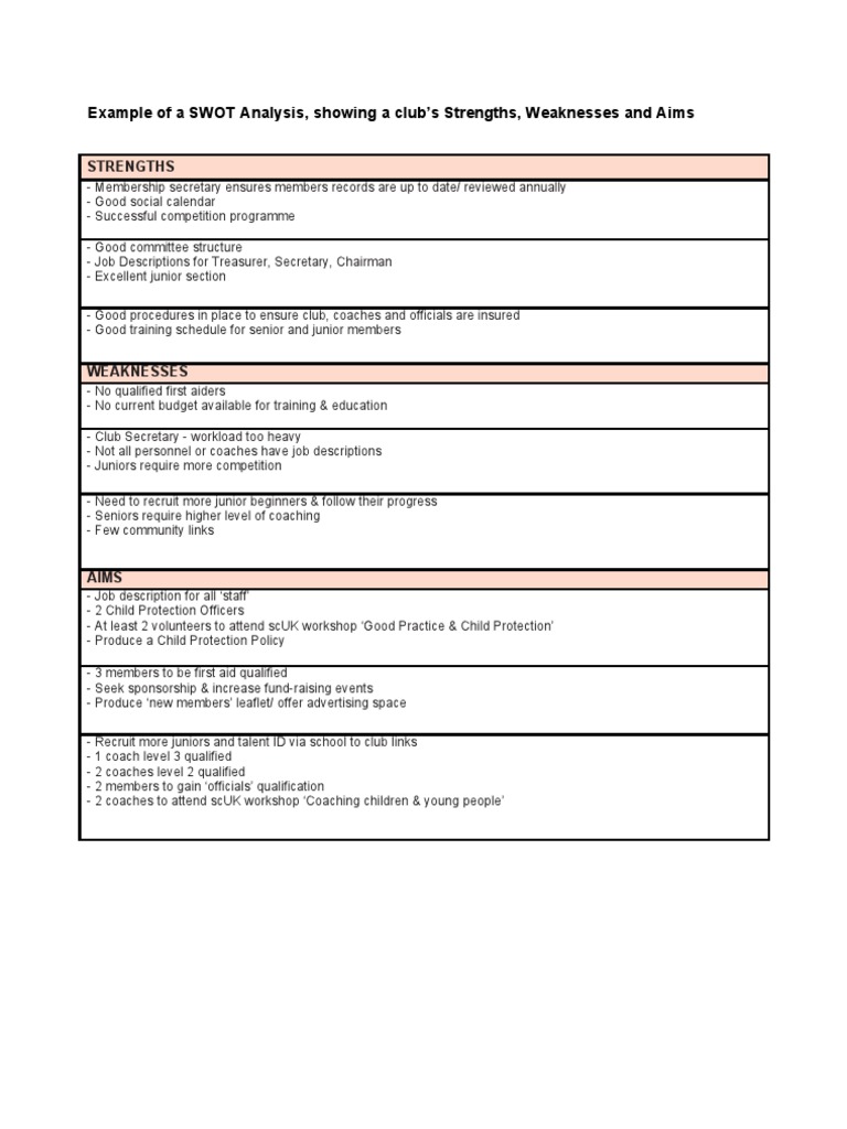 Club SWOT Analysis and Improvement Plan | PDF