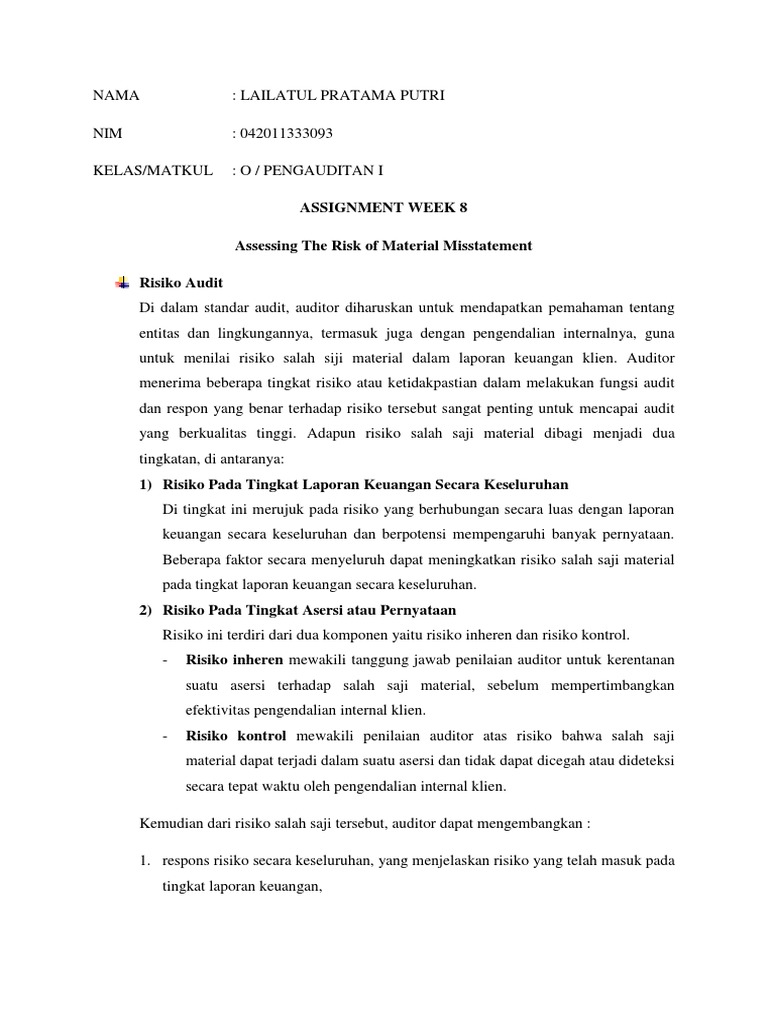 RMK Audit 1 TM 8 | PDF