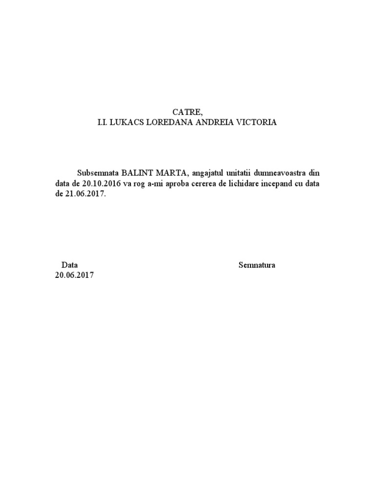 Cerere de Lichidare | PDF