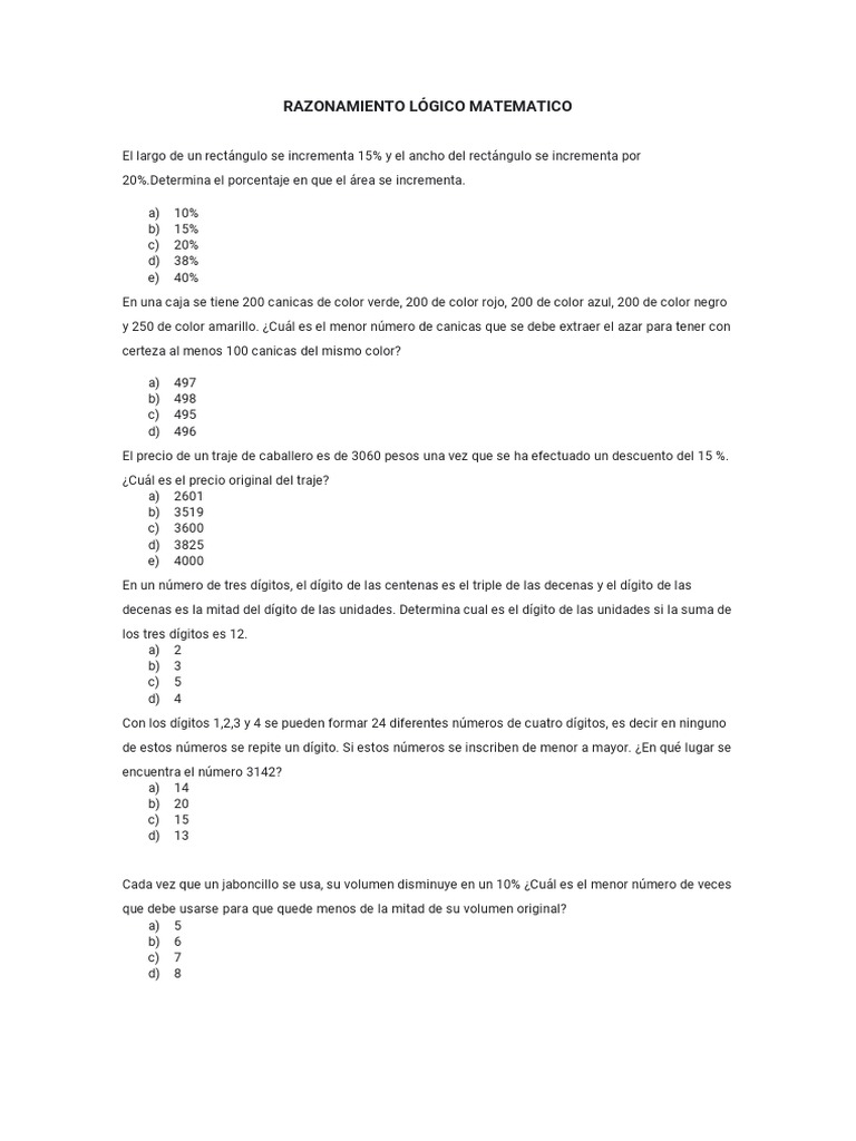 Razonamiento lógico-matemático: Una colección de problemas de lógica y ...