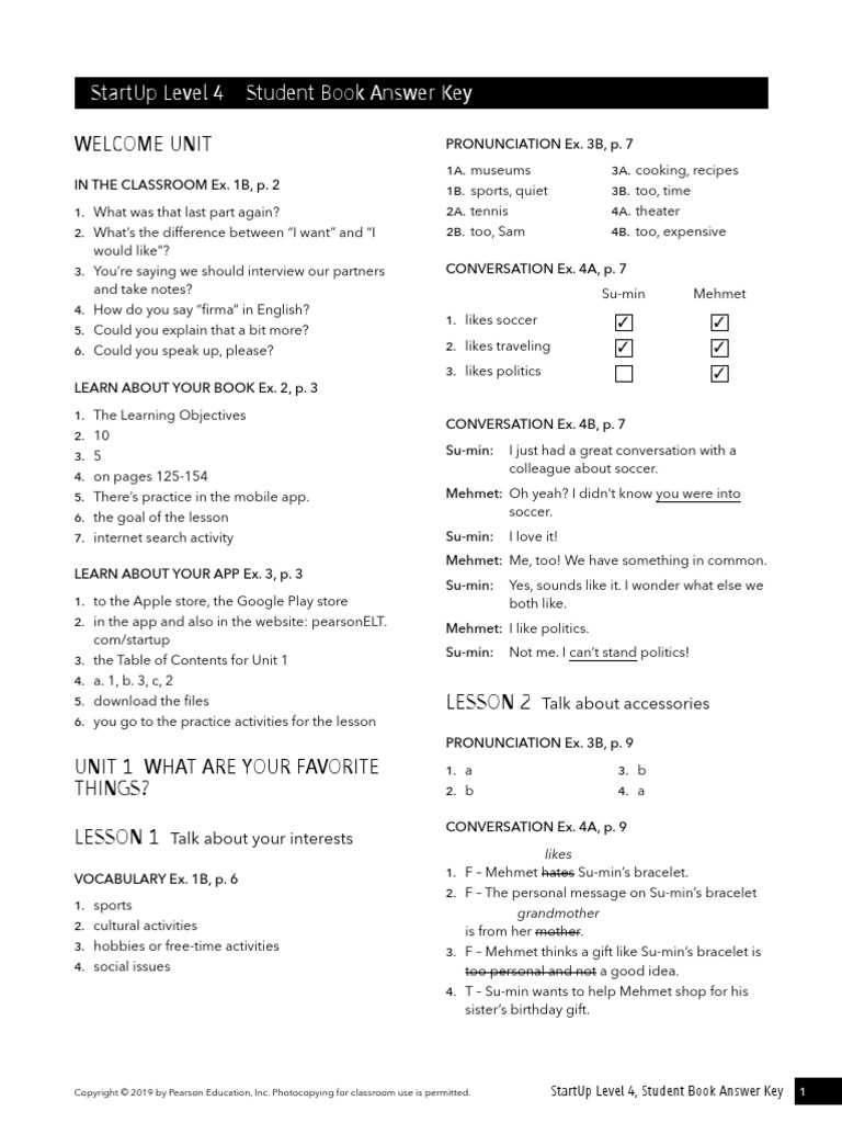 Welcome Unit: Startup Level 4 Student Book Answer Key | PDF | Blizzards ...