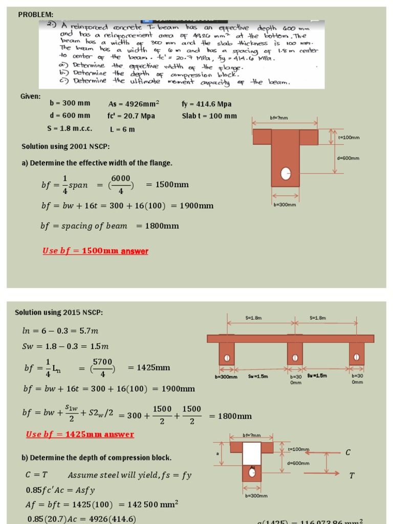 Calculation of Effective Flange Width, Depth of Compression Block, and ...