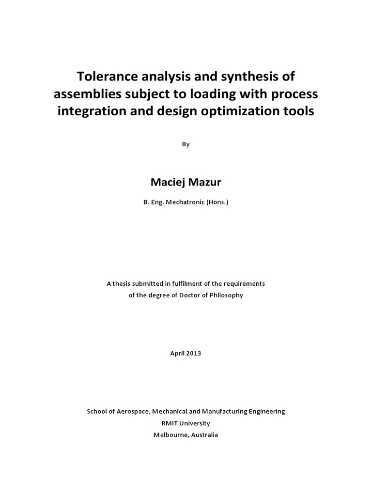Mazur | PDF | Engineering Tolerance | Sensitivity Analysis