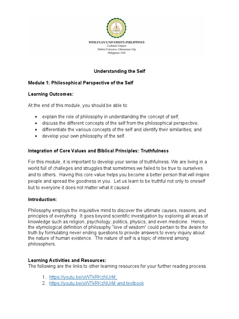 UTS Module 1 | PDF | Soul | Philosophy Of Self