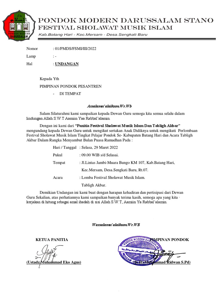 Contoh Undangan Festival Sholawat | PDF