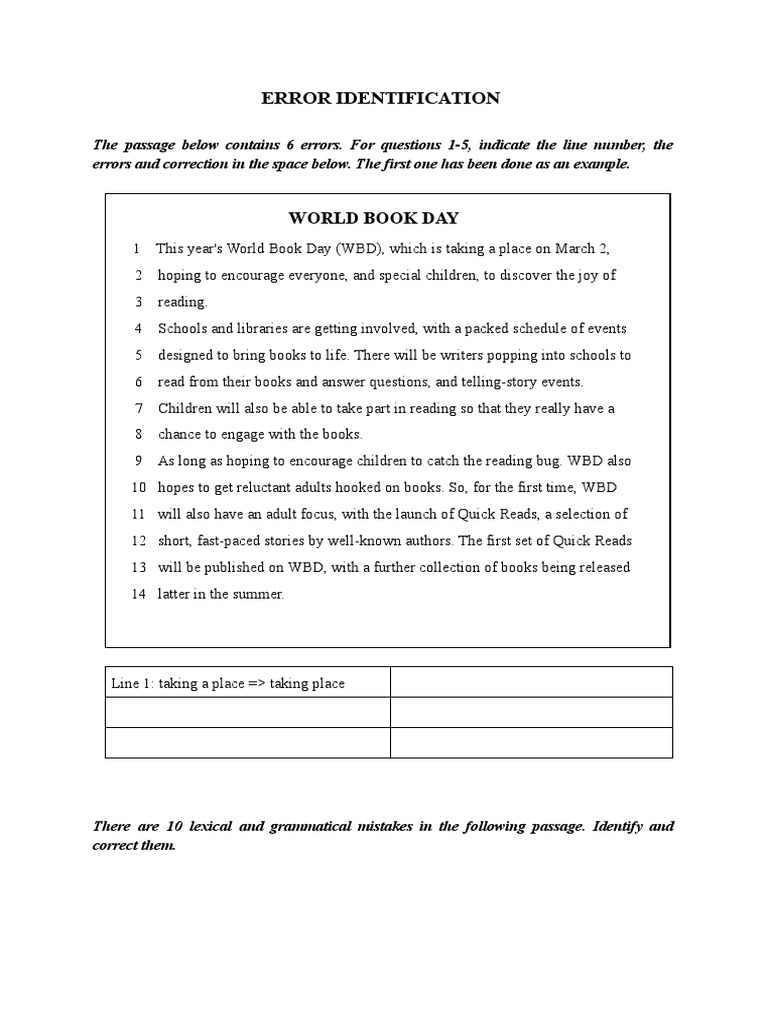 Practice Test - Error Identification | PDF | Language Acquisition ...