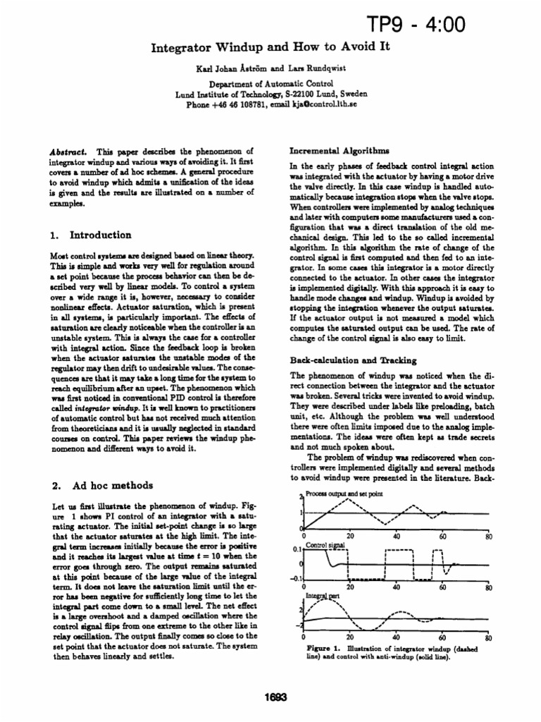 Integrator Windup Solutions | PDF | Control Theory | Systems Science