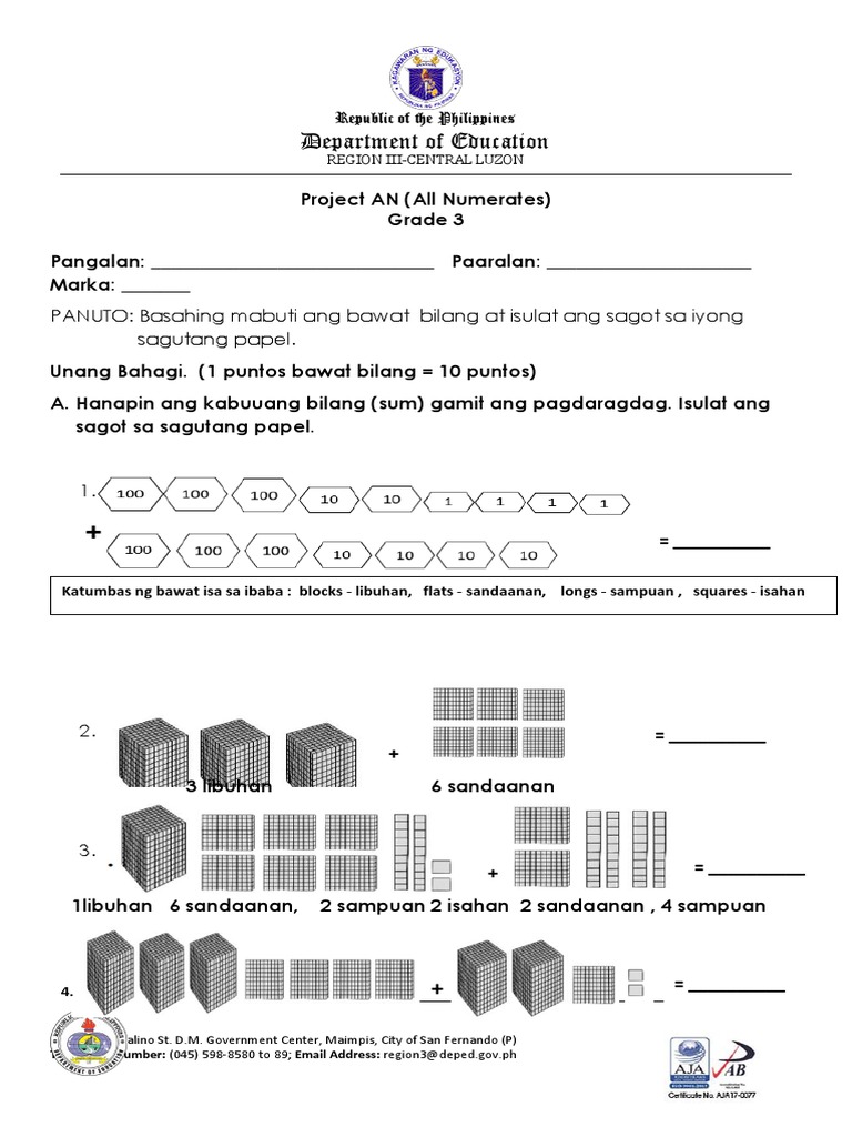 Project An Grade 3 Tagalog | PDF